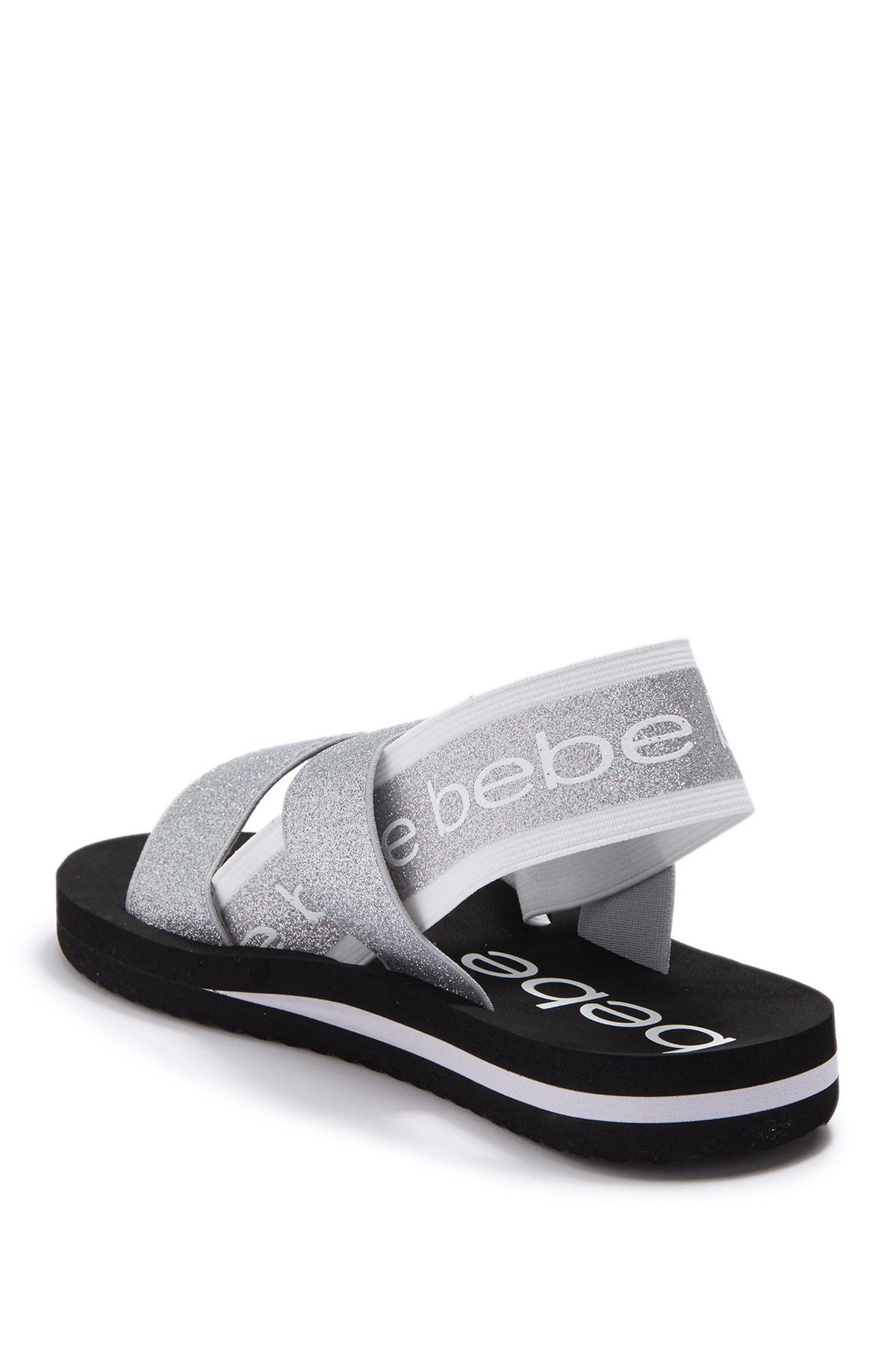 bebe Atena Glitter Logo Slingback Sandal | Nordstromrack