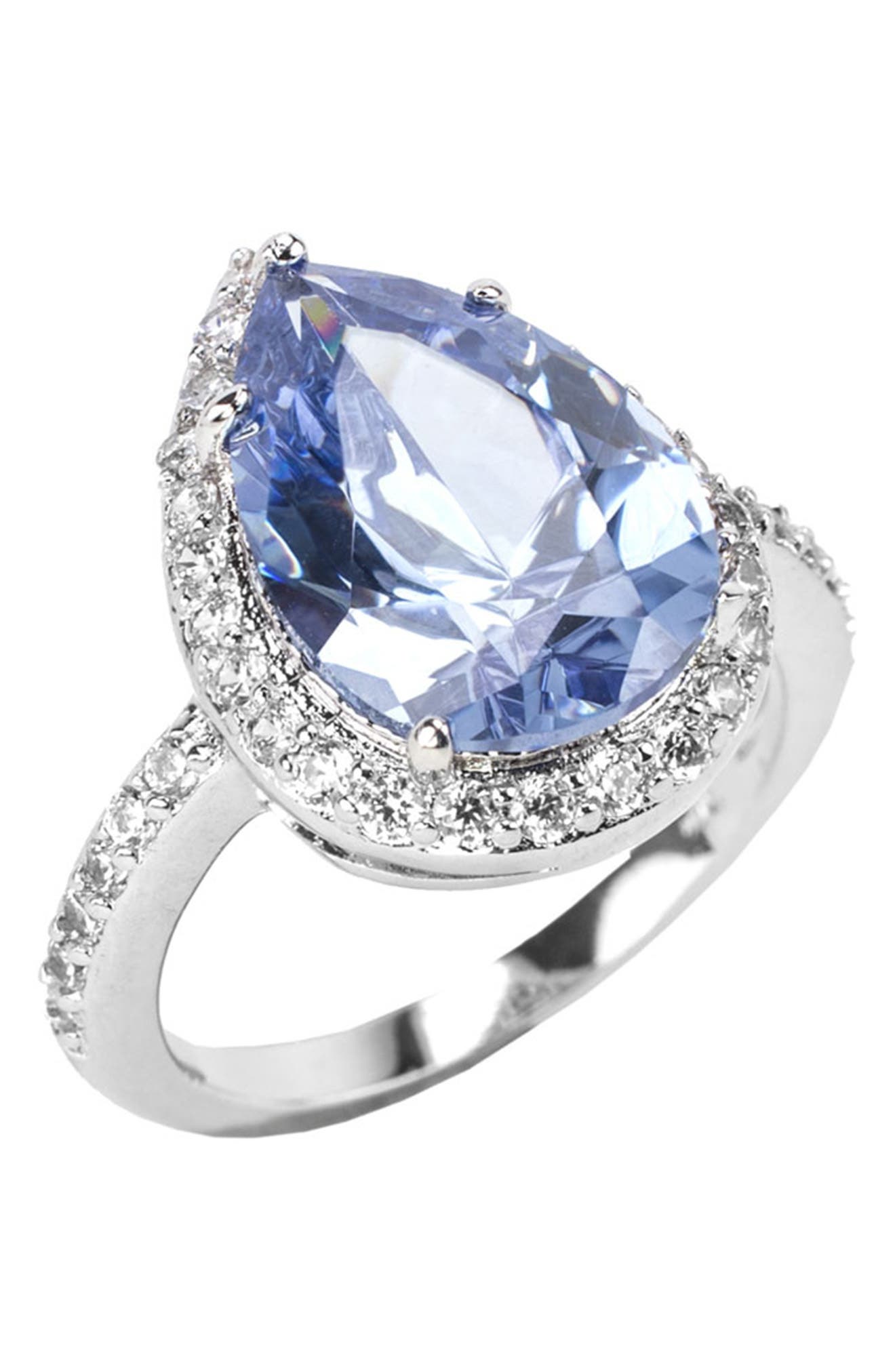 CZ by Kenneth Jay Lane Pear Cut Blue CZ Halo Ring | Nordstromrack