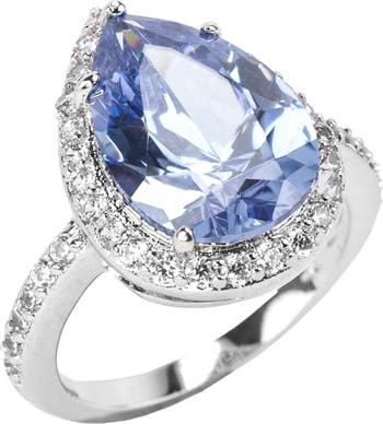 CZ by Kenneth Jay Lane Pear Cut Blue CZ Halo Ring | Nordstromrack