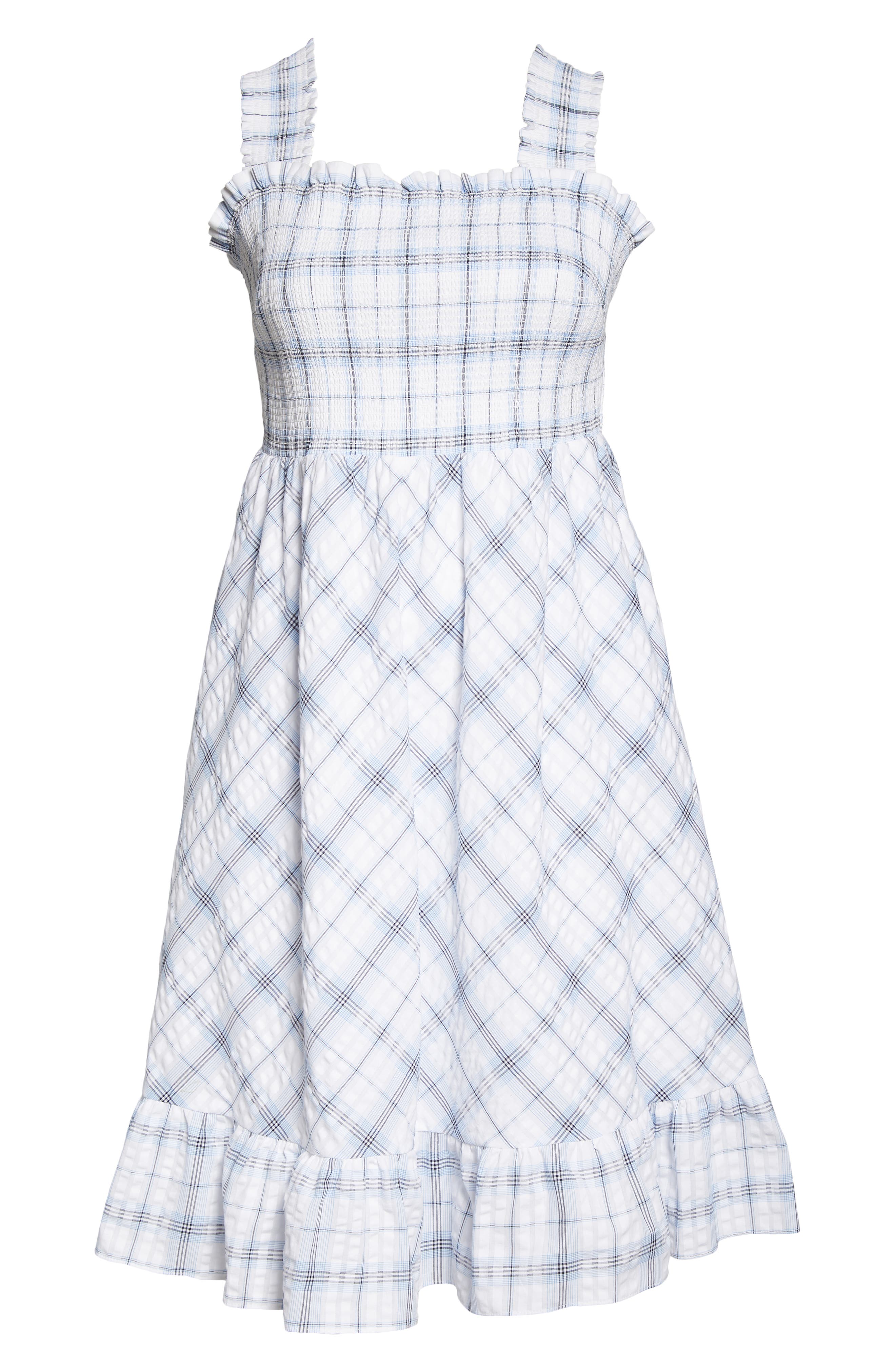 Eliza J Smocked Bodice Plaid Midi Dress & Face Mask Set | Nordstromrack