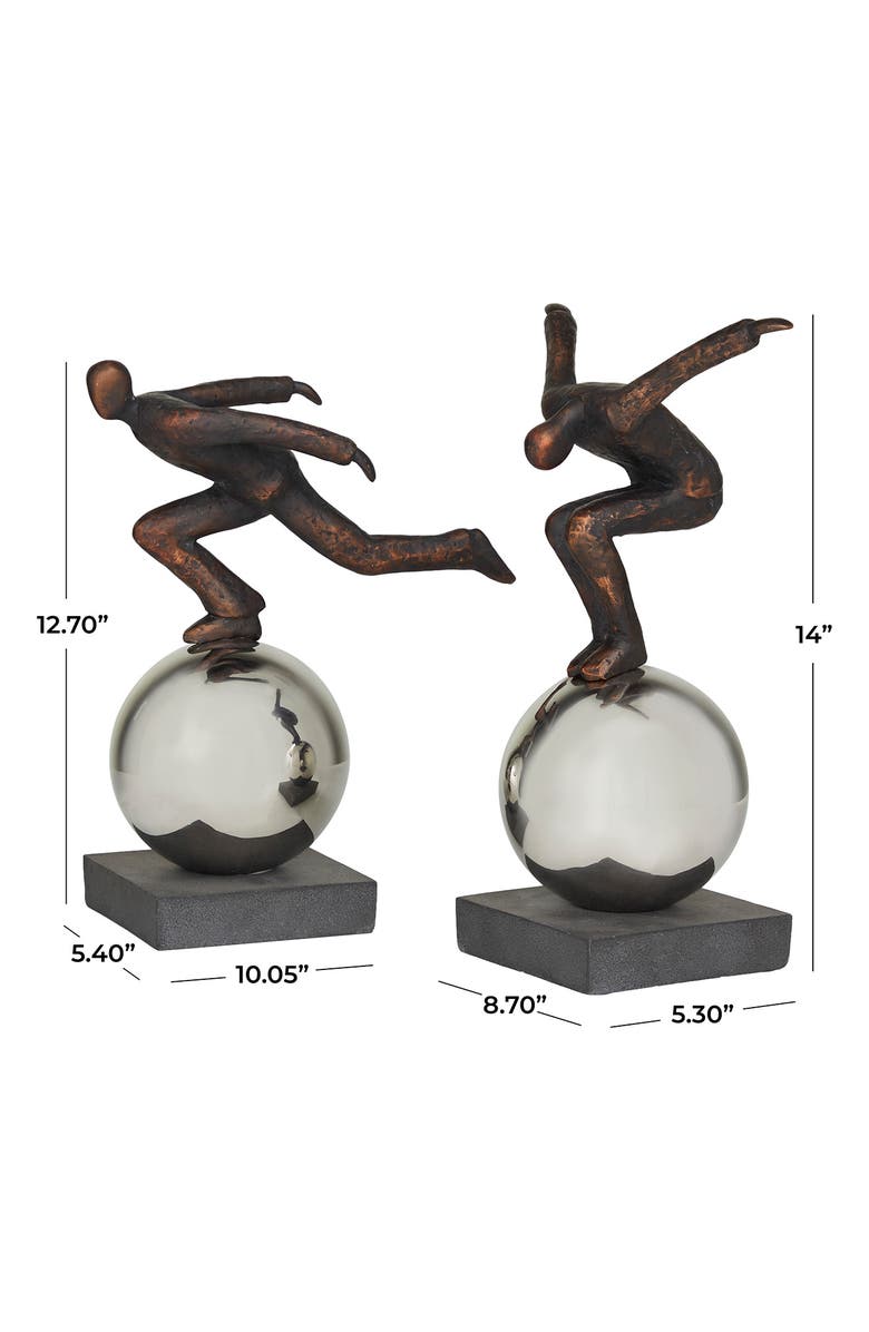 VIVIAN LUNE HOME Bronze Polystone People Sculpture with Silvertone Ball ...