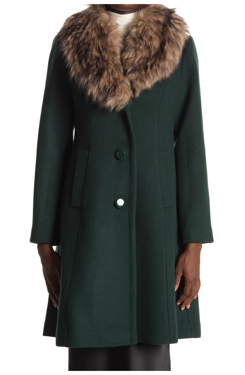 Kate Spade New York Faux Fur Wool Blend Coat | Nordstromrack