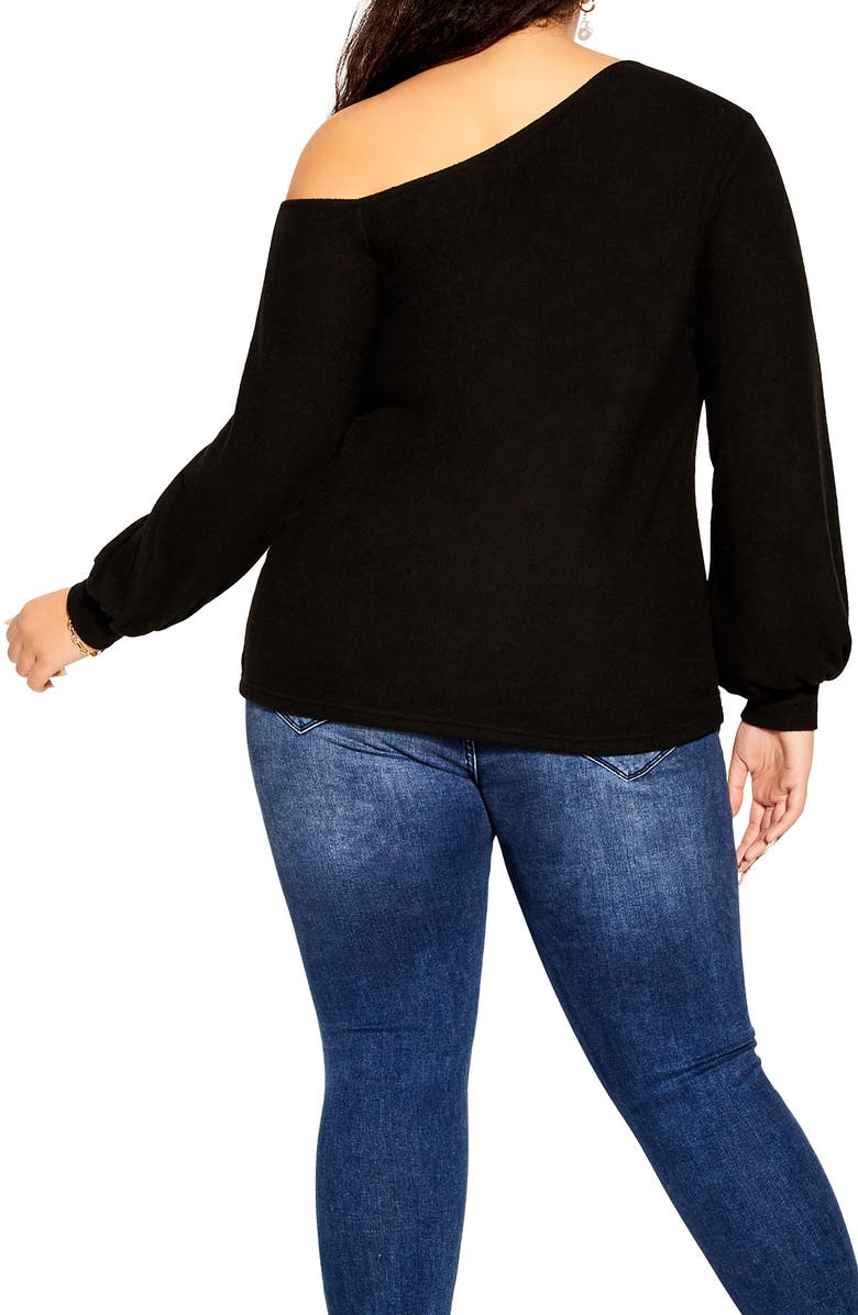 City Chic Shoulder Lust One-Shoulder Long Sleeve Top | Nordstromrack