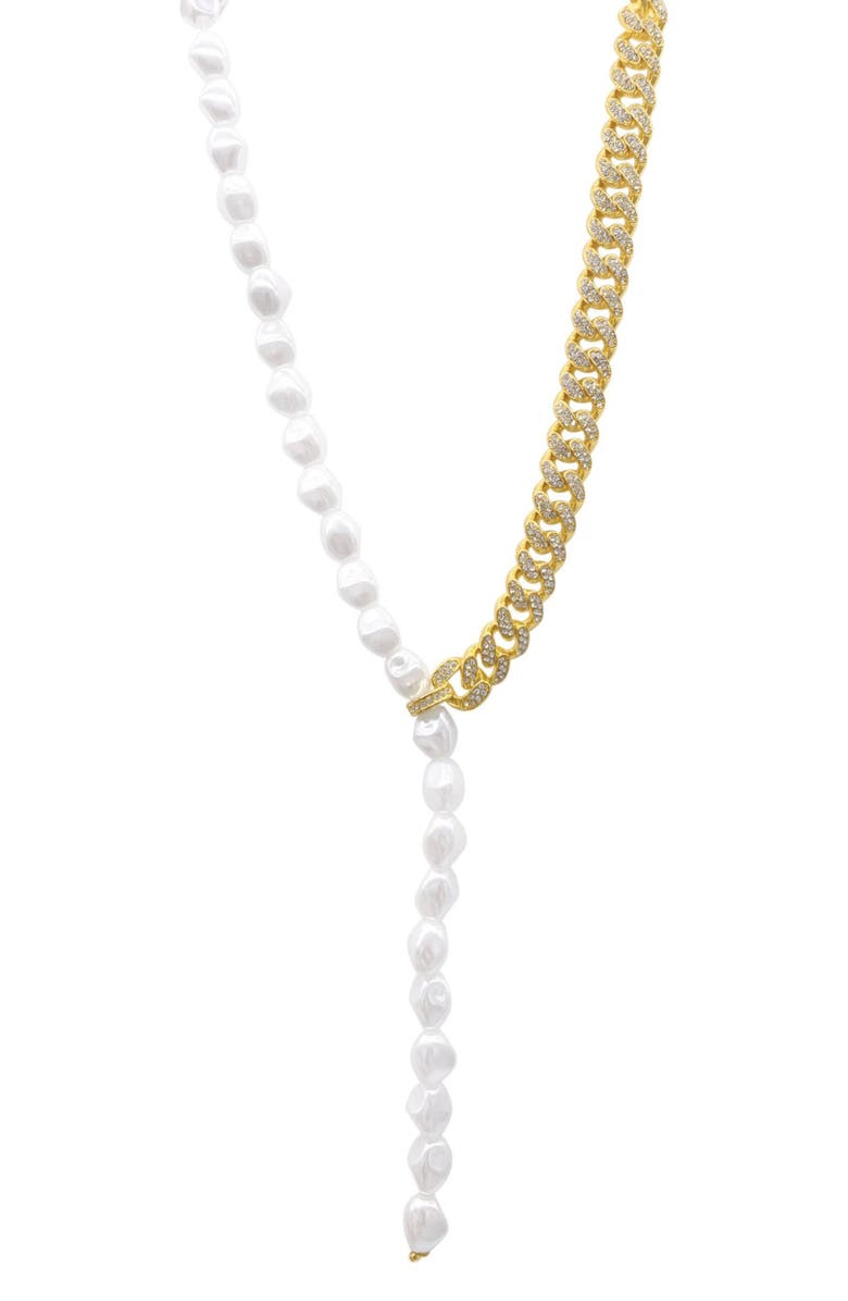 Adornia Imitation Pearl & Pavé CZ Curb Chain Y-Necklace | Nordstromrack