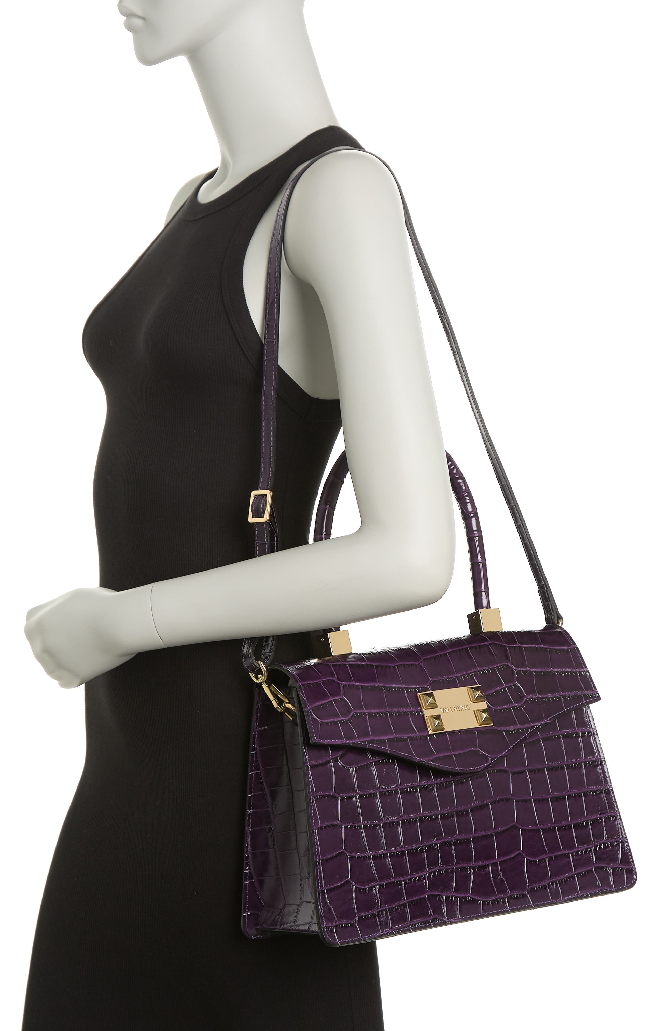 VALENTINO BY MARIO VALENTINO Melanie Croc Embossed Leather Tote Bag ...