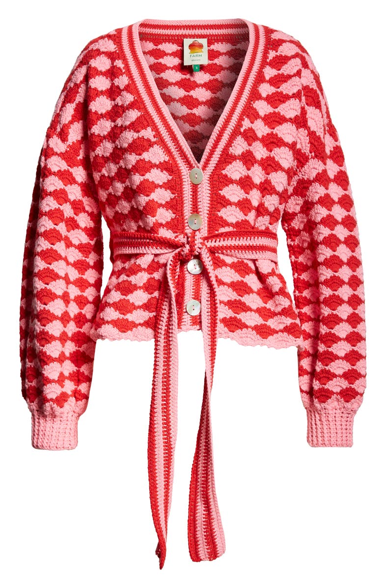 FARM Rio Fan Stitch Belted Crochet Cardigan | Nordstromrack