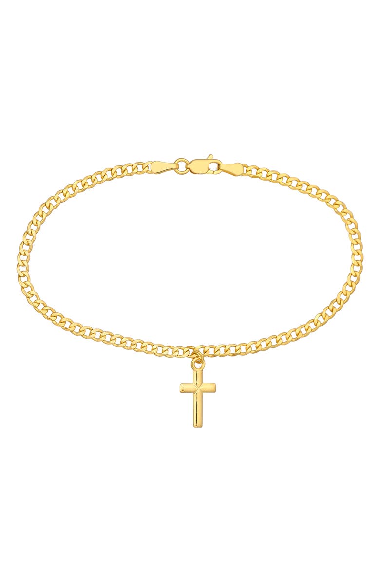 HAWLEY ST 14K Gold Curb Chain Cross Charm Bracelet | Nordstromrack