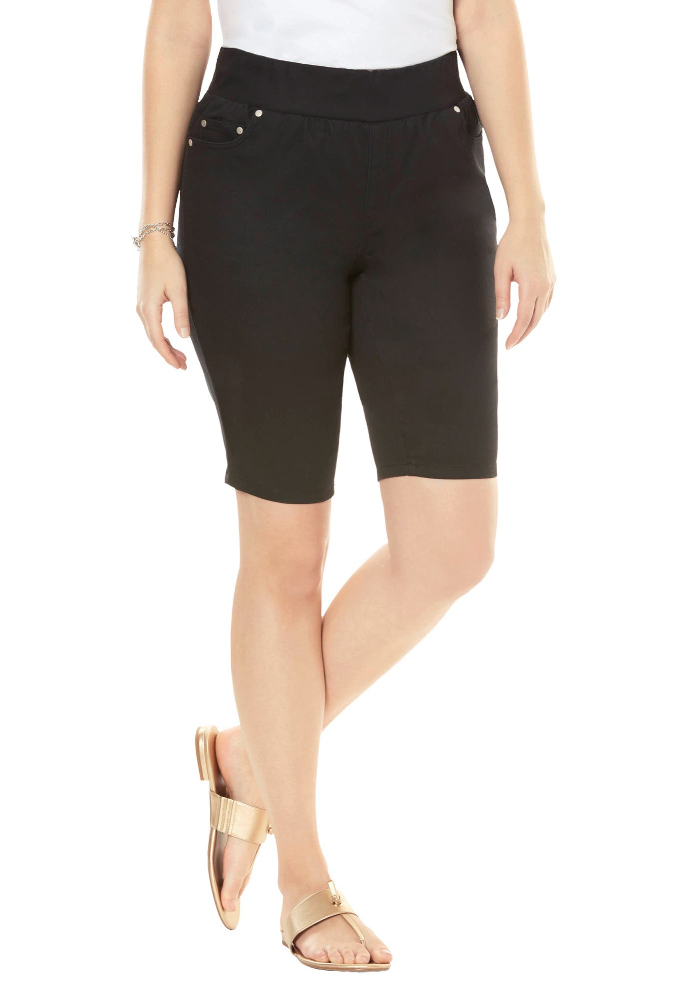 Jessica London Comfort Waist Stretch Denim Bermuda Short | Nordstrom