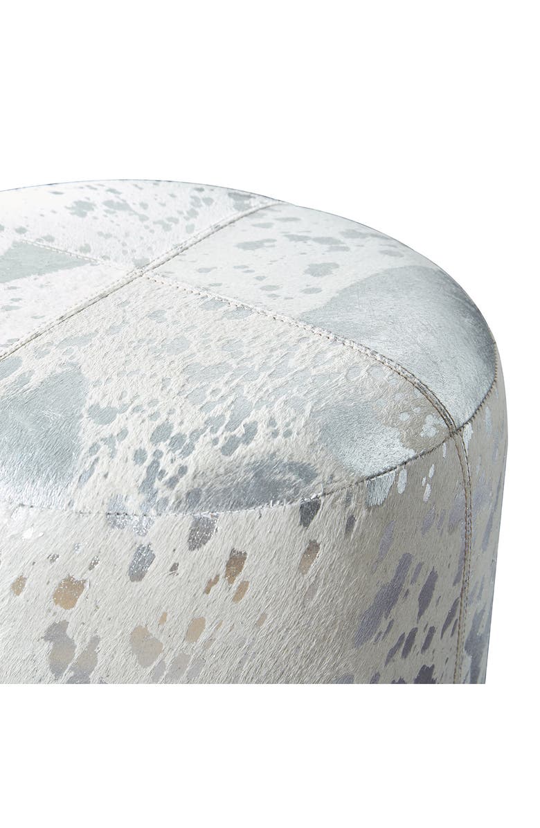 WILLOW ROW White Leather & Wood Glam Ottoman, 17x16x16 | Nordstromrack