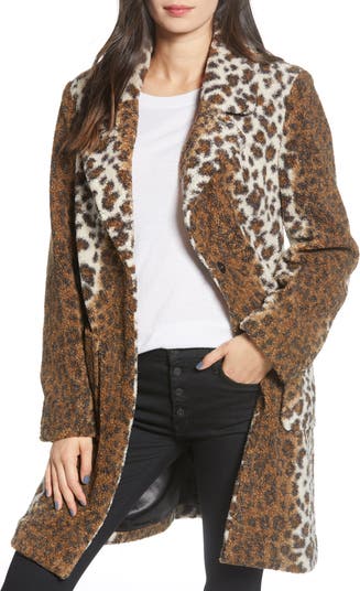 French Connection Notch Collar Faux Shearling Coat | Nordstrom