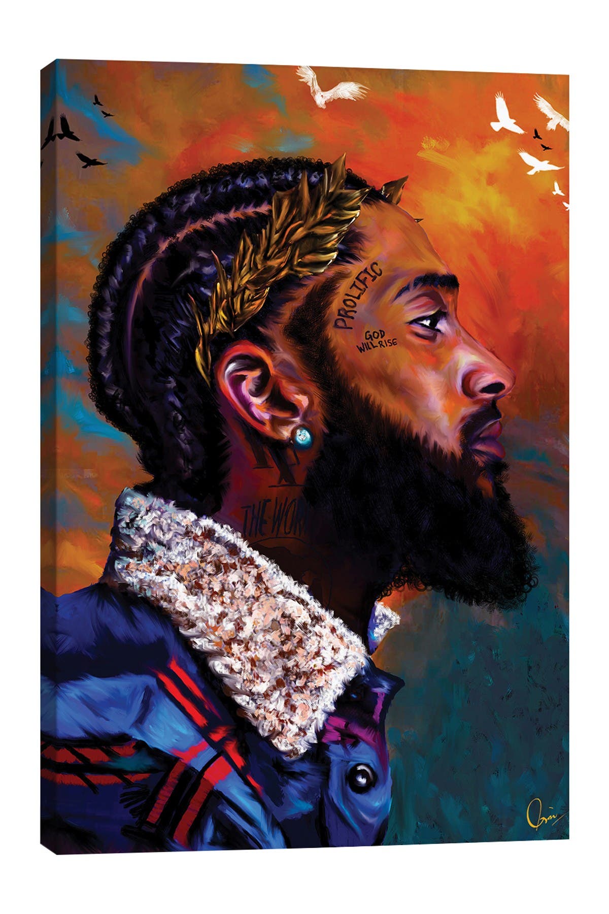 iCanvas Nipsey Hussle by Crixtover Edwin Canvas Wall Art - 26" x 40 ...