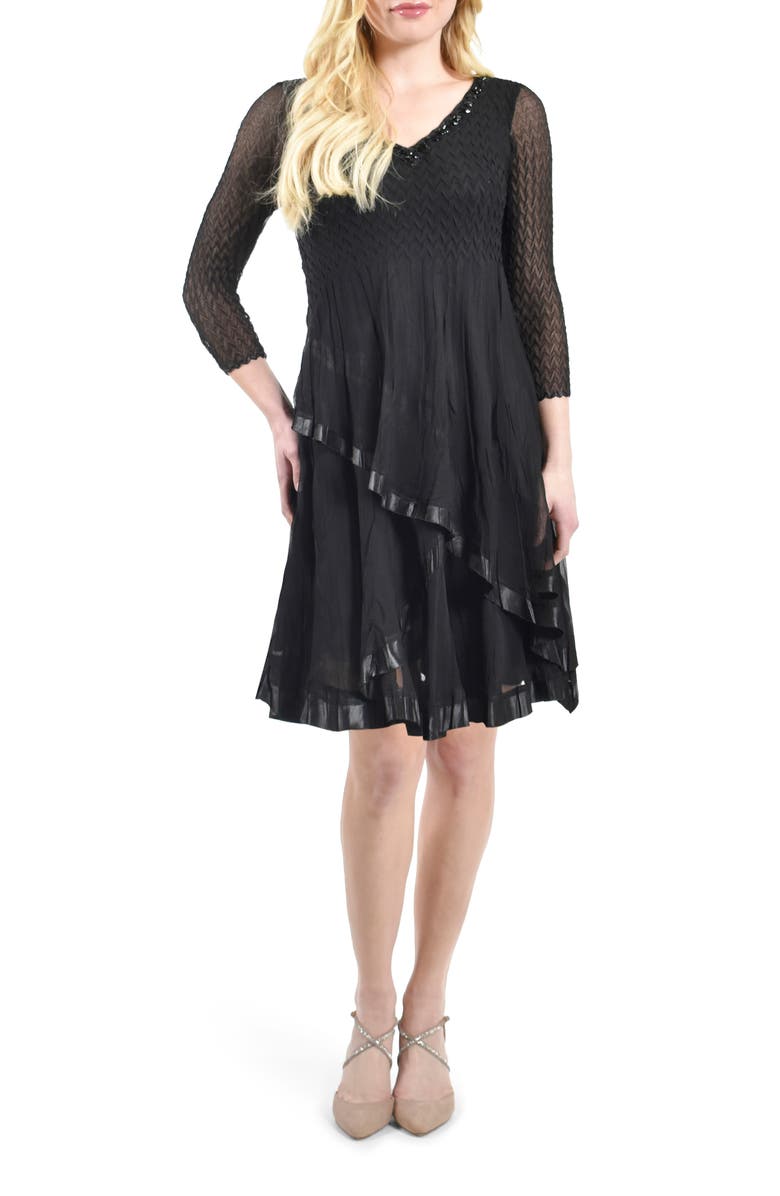 Komarov Beaded V-Neck Layered Cocktail Dress | Nordstromrack