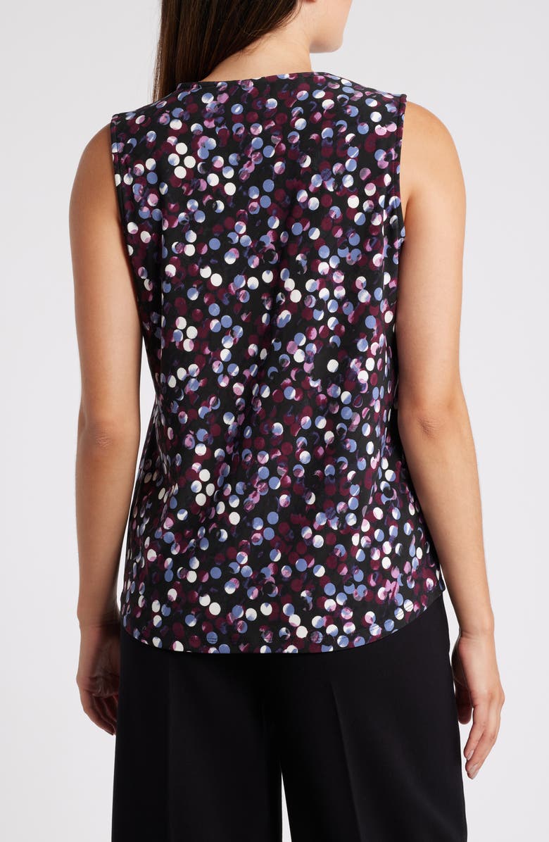 Anne Klein Polka Dot Pleat V-Neck Shell | Nordstromrack