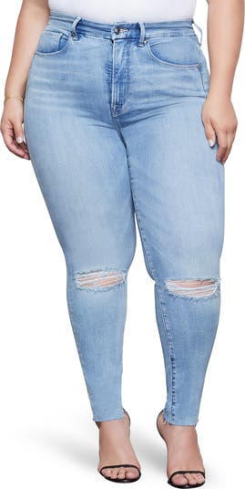 Good American Good Waist Ripped High Waist Crop Skinny Jeans ...