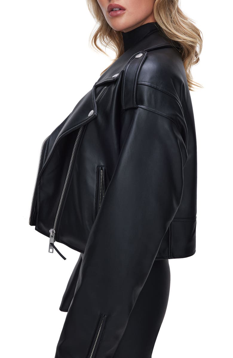 Good American Faux Leather Crop Moto Jacket | Nordstromrack