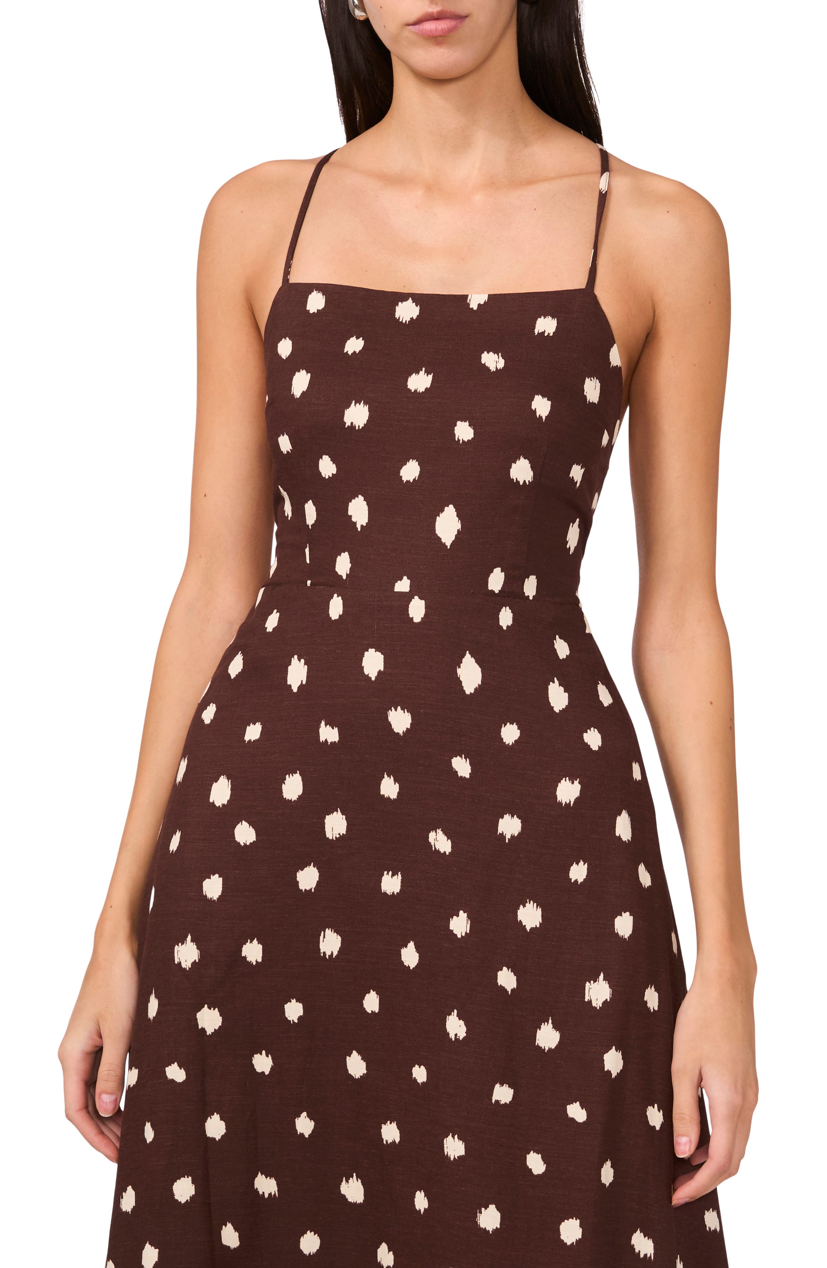 1.STATE Polka Dot Lace-Up Maxi Dress | Nordstromrack