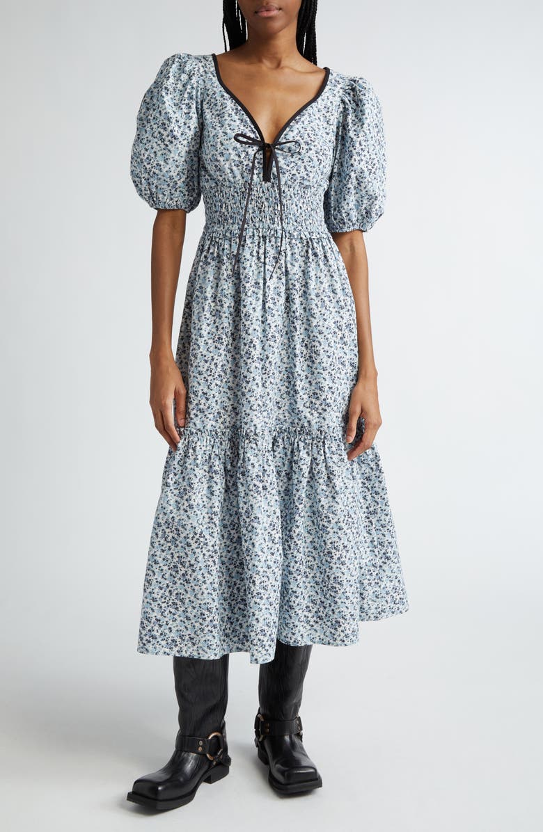 Ganni Abstract Print Organic Cotton Midi Dress | Nordstromrack