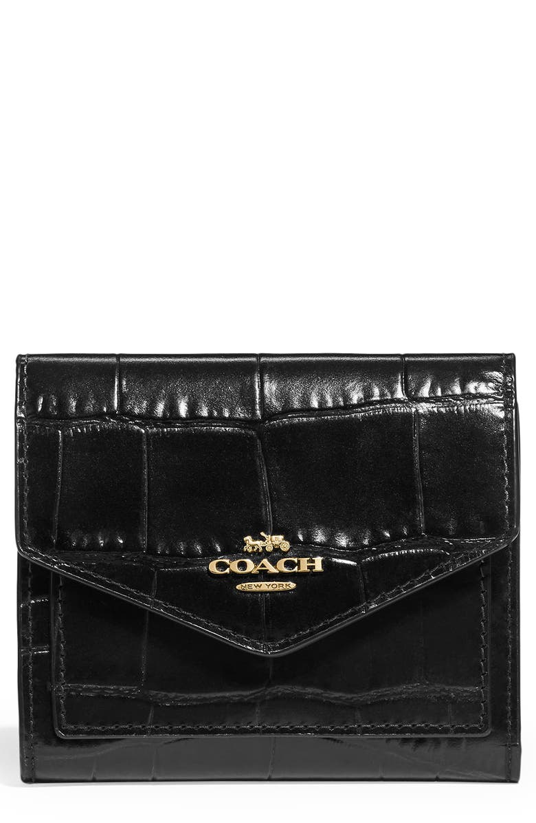 COACH Small Crocodile Embossed Leather Wallet | Nordstrom