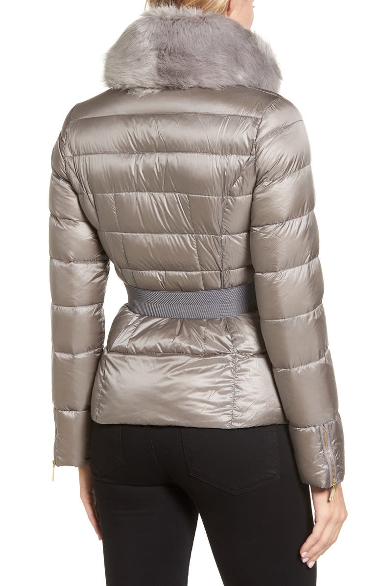 Ted Baker London Puffer Jacket with Faux Fur Collar | Nordstrom