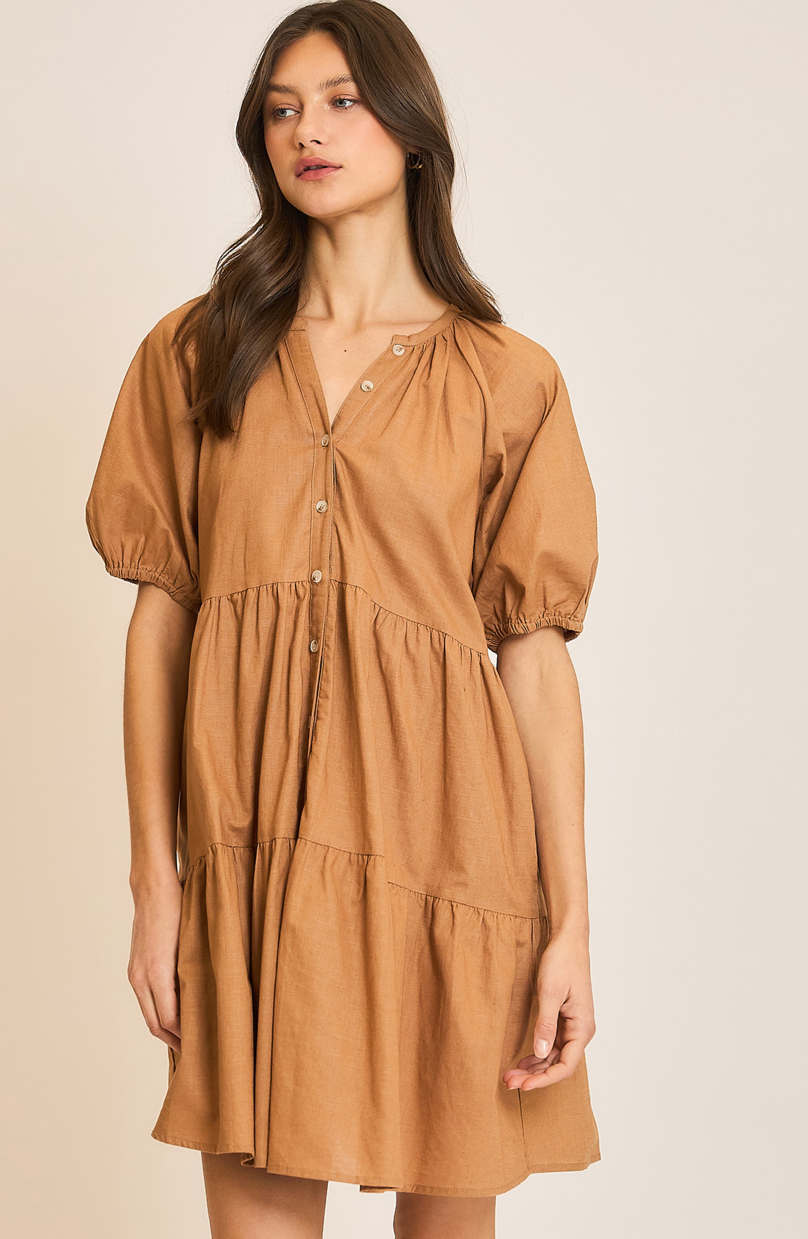 WISHLIST Button Front Tiered Dress | Nordstromrack