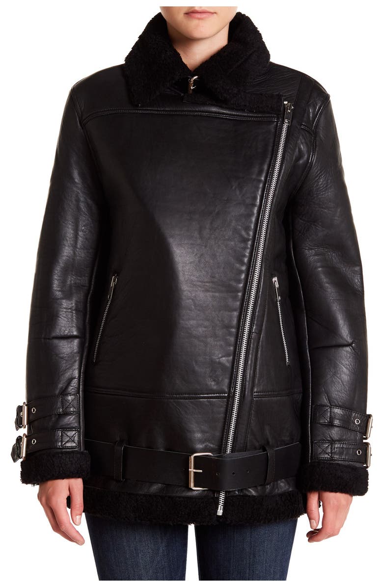Walter Baker Adele Faux Shearling Lined Leather Jacket | Nordstromrack