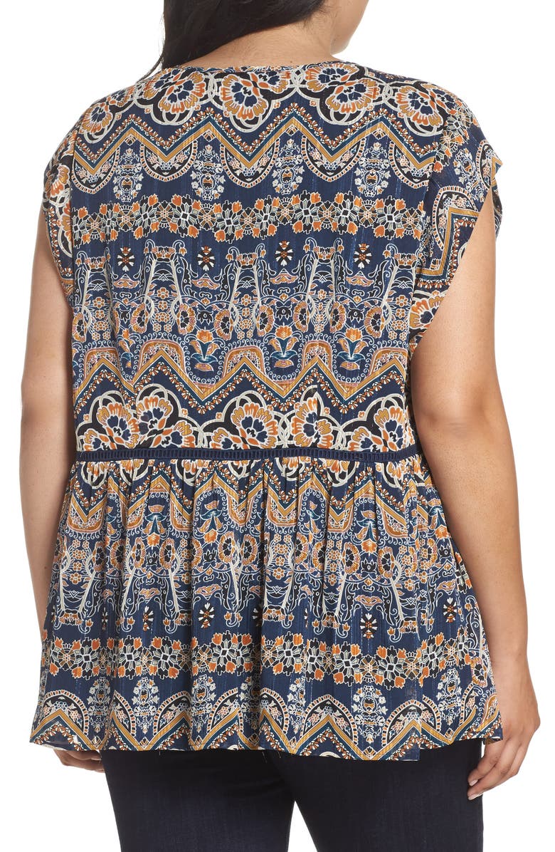 DR2 by Daniel Rainn Daniel Rainn Print Pleated Top | Nordstrom