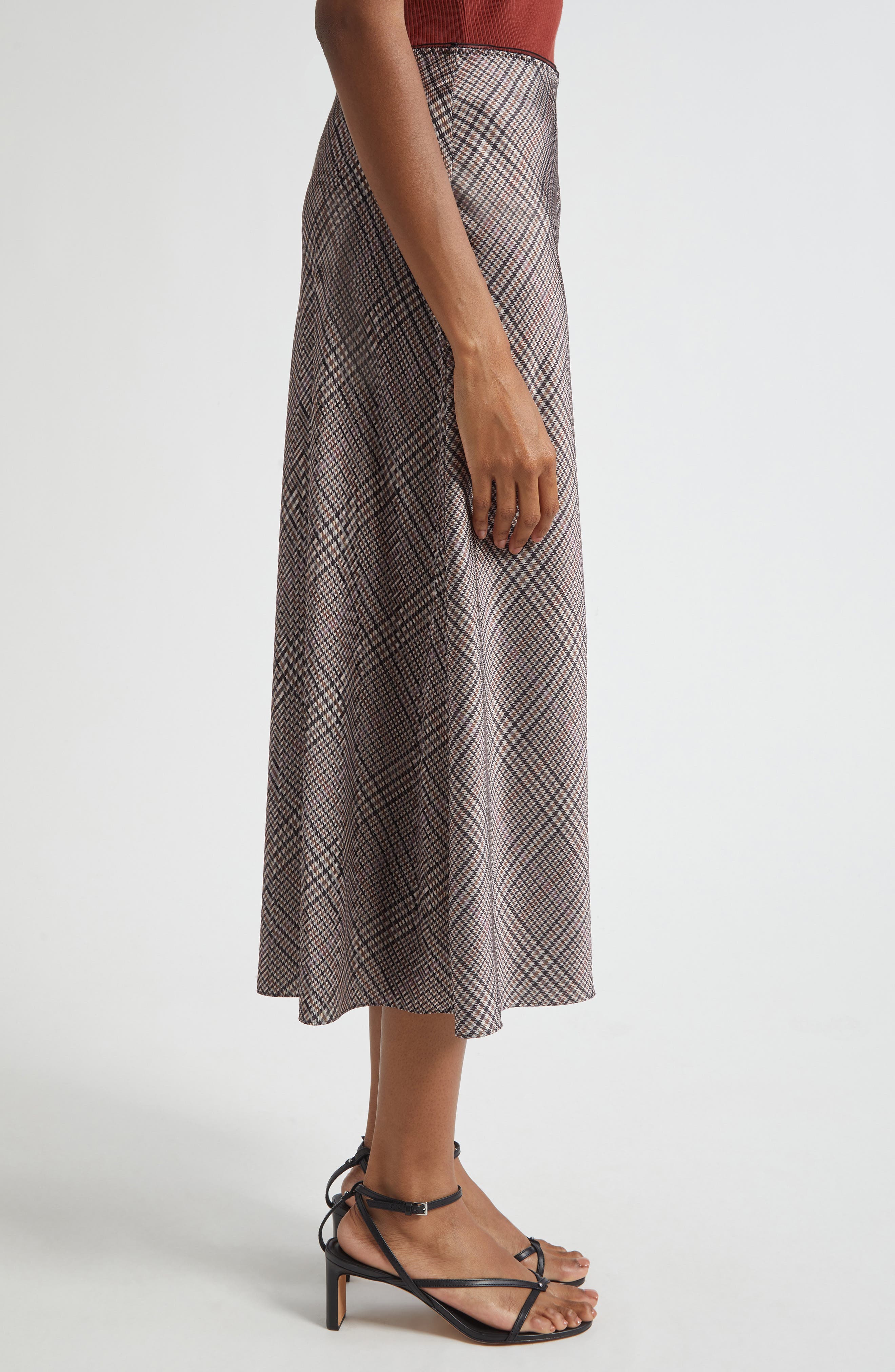 Vince Pressed Plaid Satin Slip Skirt | Nordstromrack