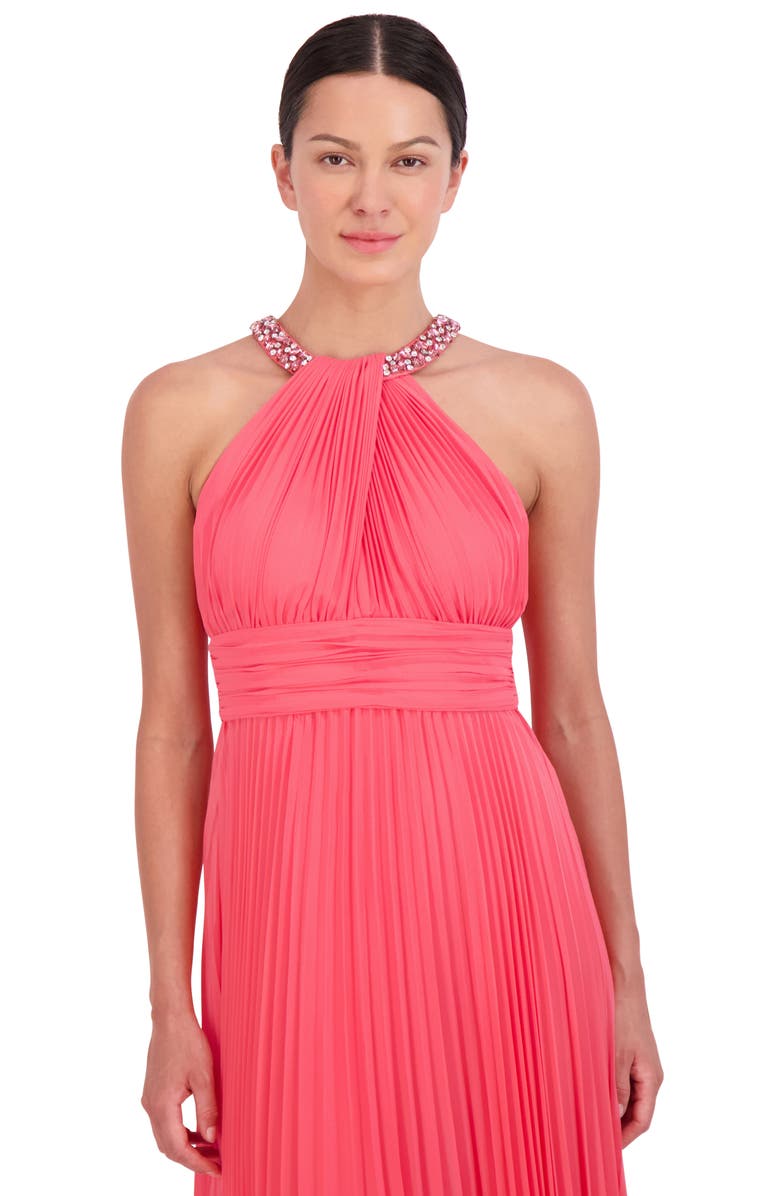 Eliza J Crystal Detail Pleated Gown | Nordstrom