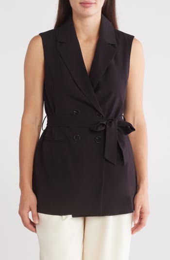 Ellen Tracy Double Breasted Belted Long Vest | Nordstromrack