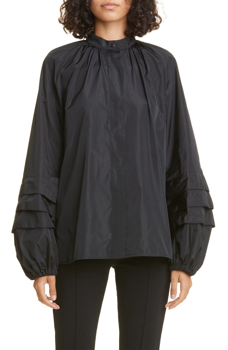 Max Mara Marco Ruffle Lantern Sleeve Satin Blouse | Nordstromrack