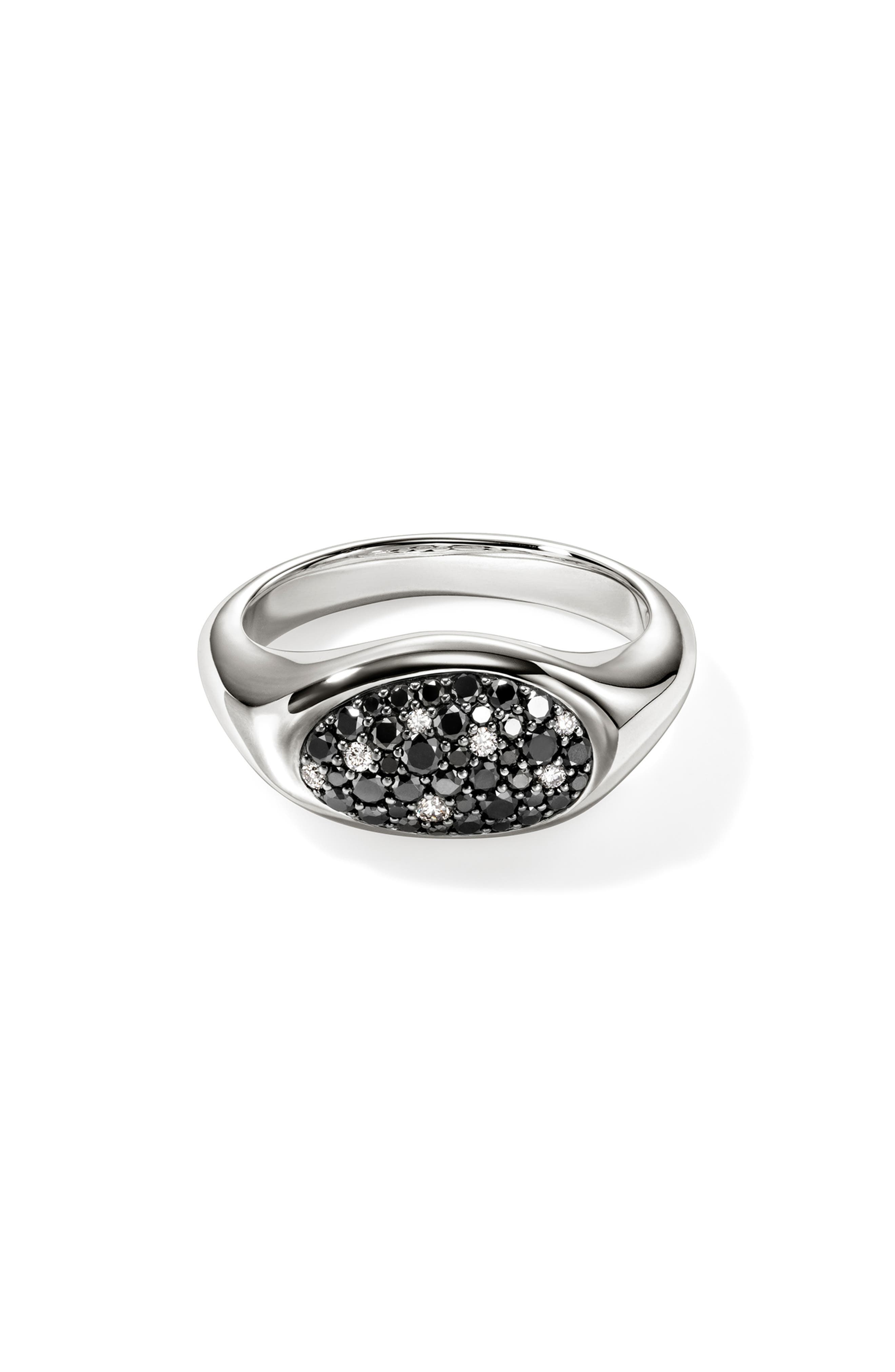 John Hardy Pebble Ring, Sterling Silver, Black Sand Diamond Pavé ...