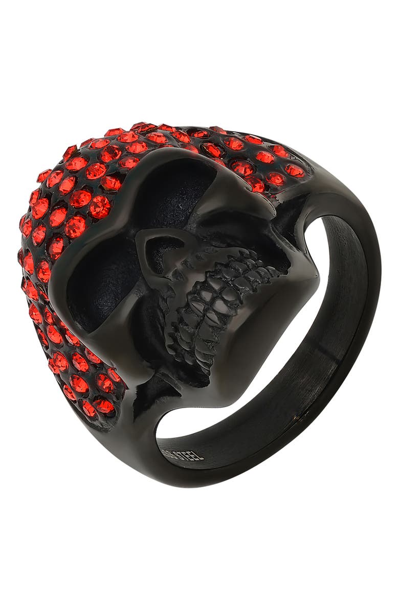 HMY JEWELRY Black IP Stainless Steel CZ Skull Ring | Nordstromrack
