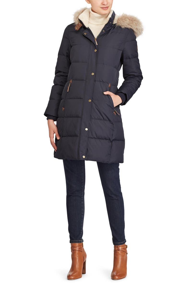 Lauren Ralph Lauren Quilted Down & Feather Fill Coat with Hood ...