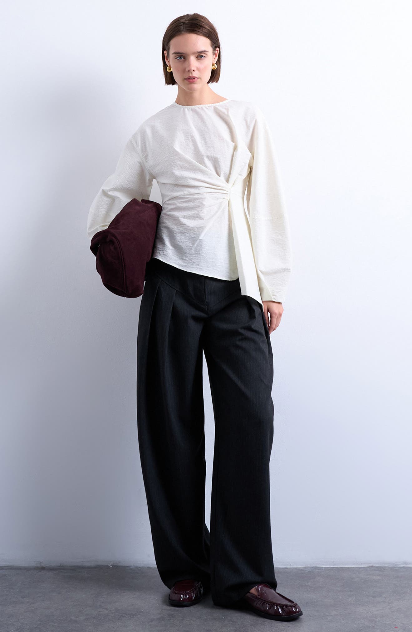 Topshop Pleat Front Asymmetric Top | Nordstrom