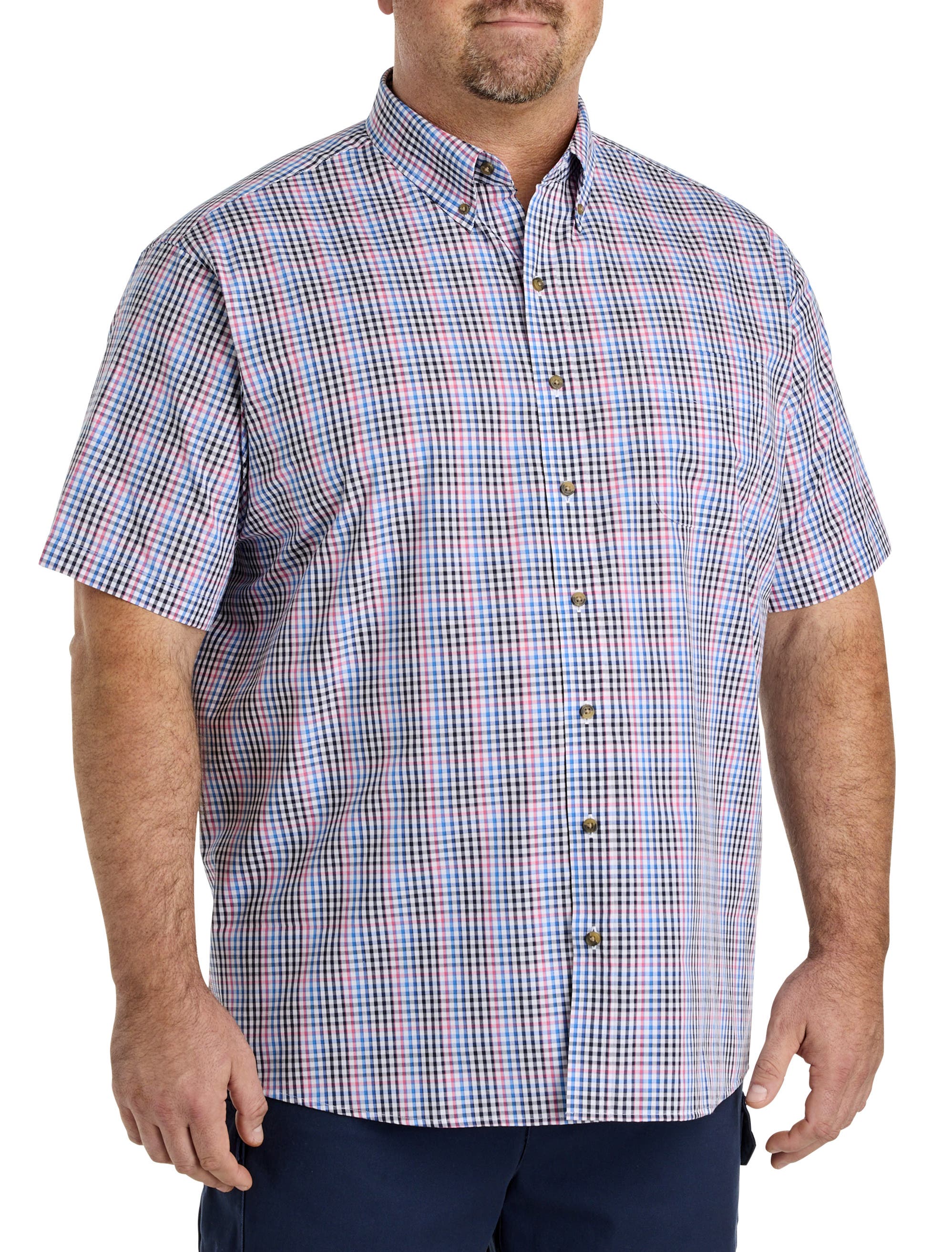 Harbor Bay by DXL Big & Tall Easy-Care Plaid Sport Shirt | Nordstrom