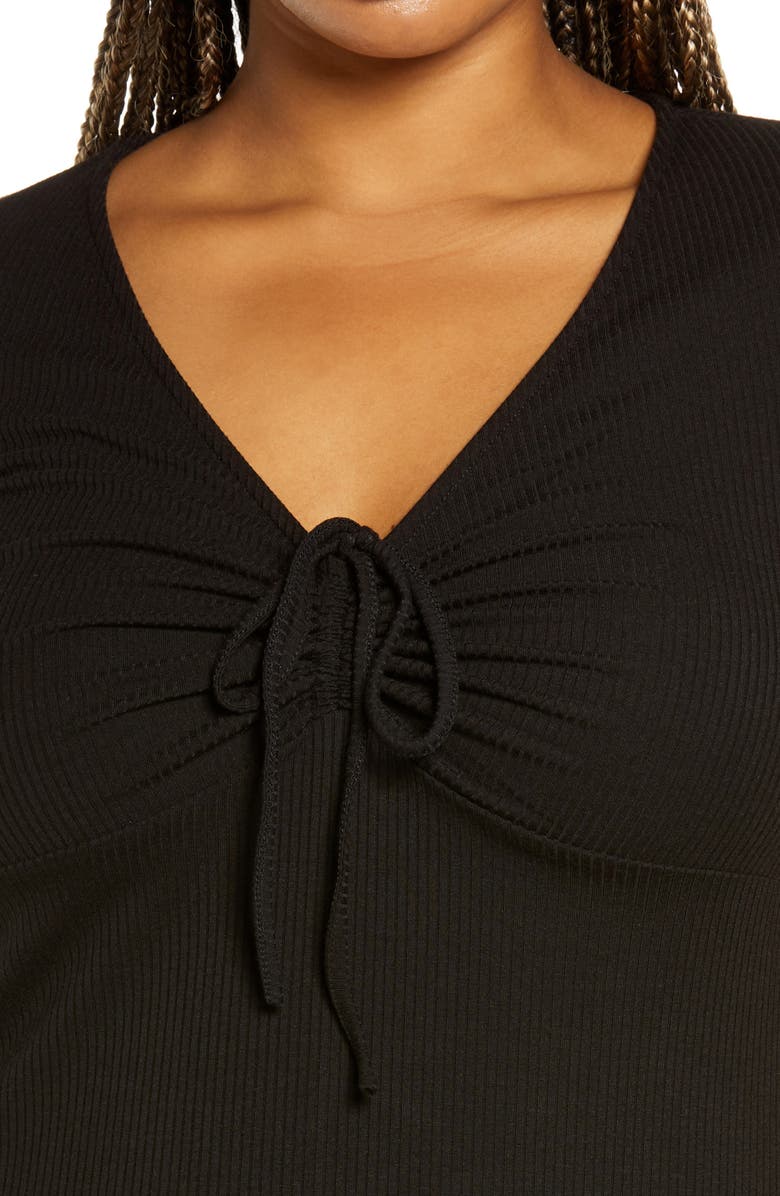 BP. Tie Front Lettuce Edge Rib Dress | Nordstromrack