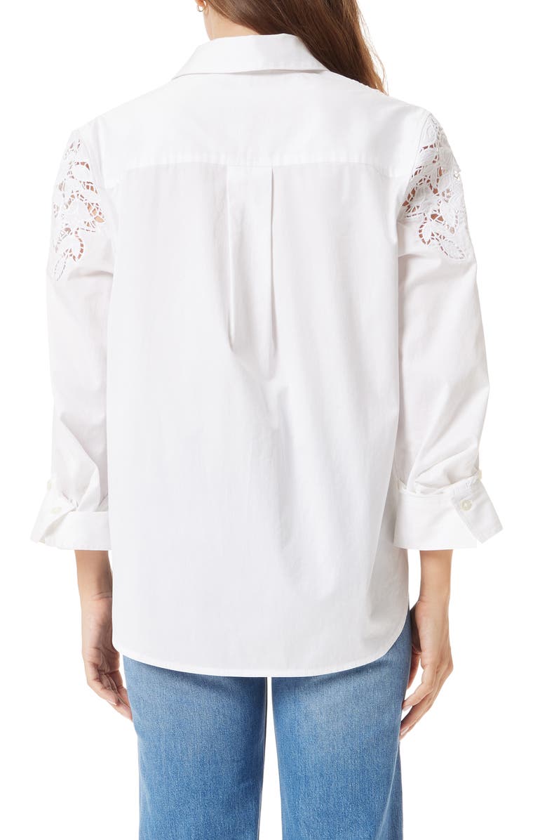 Sam Edelman Dorey Oversize Lace Inset Cotton Button-Up Shirt ...