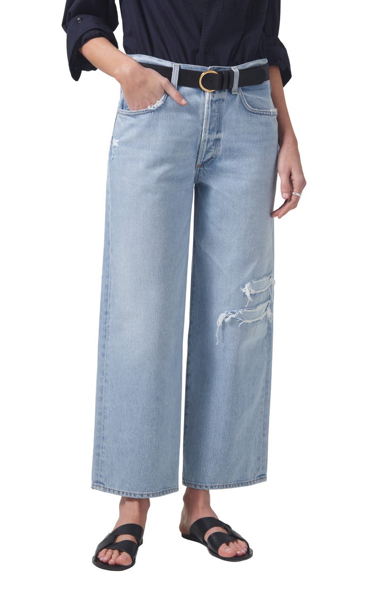 Citizens of Humanity Pina Distressed Ankle Baggy Wide Leg Jeans ...