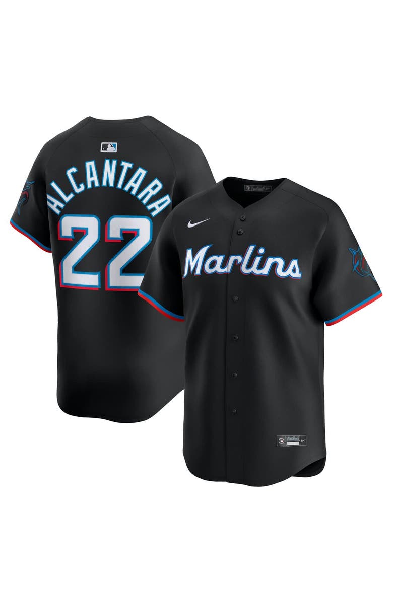 Nike Men's Nike Sandy Alcantara Black Miami Marlins Alternate Limited ...