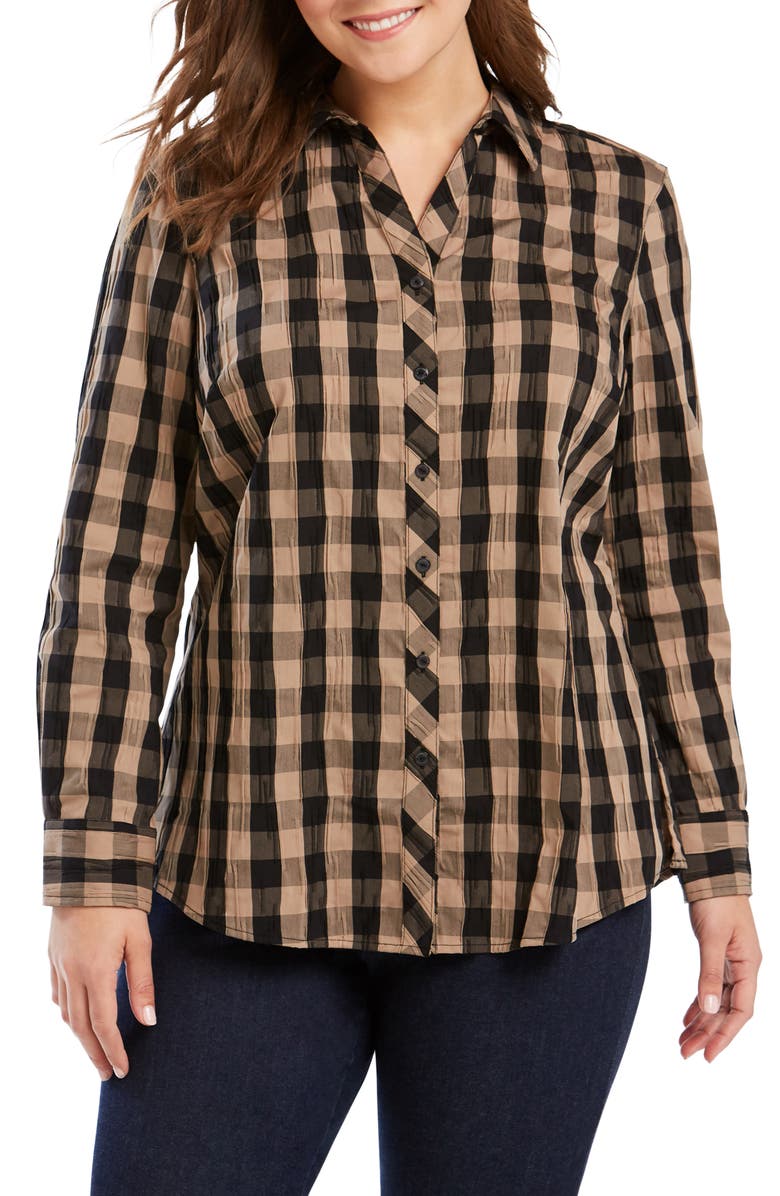 Foxcroft Mary Buffalo Check Crinkle Shirt | Nordstrom