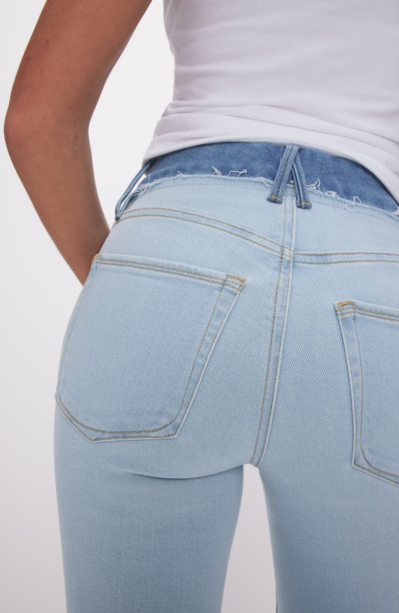 Good American Good Legs Two-Tone High Waist Ankle Straight Leg Jeans ...