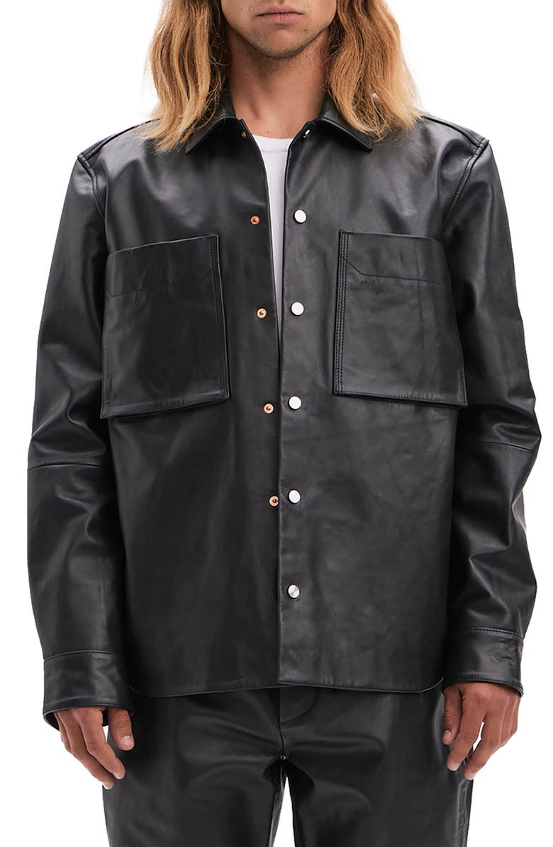 VAYDER Leather Snap-Up Shirt Jacket | Nordstromrack