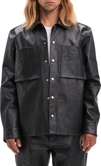 VAYDER Leather Snap-Up Shirt Jacket | Nordstromrack