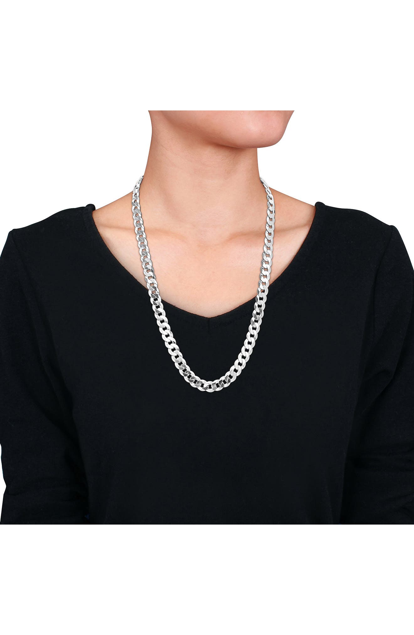 DELMAR Sterling Silver Bevel Curb Chain Necklace | Nordstromrack