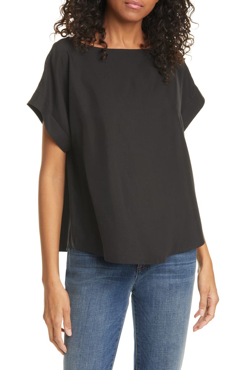Eileen Fisher Boat Neck Cap Sleeve Top | Nordstromrack