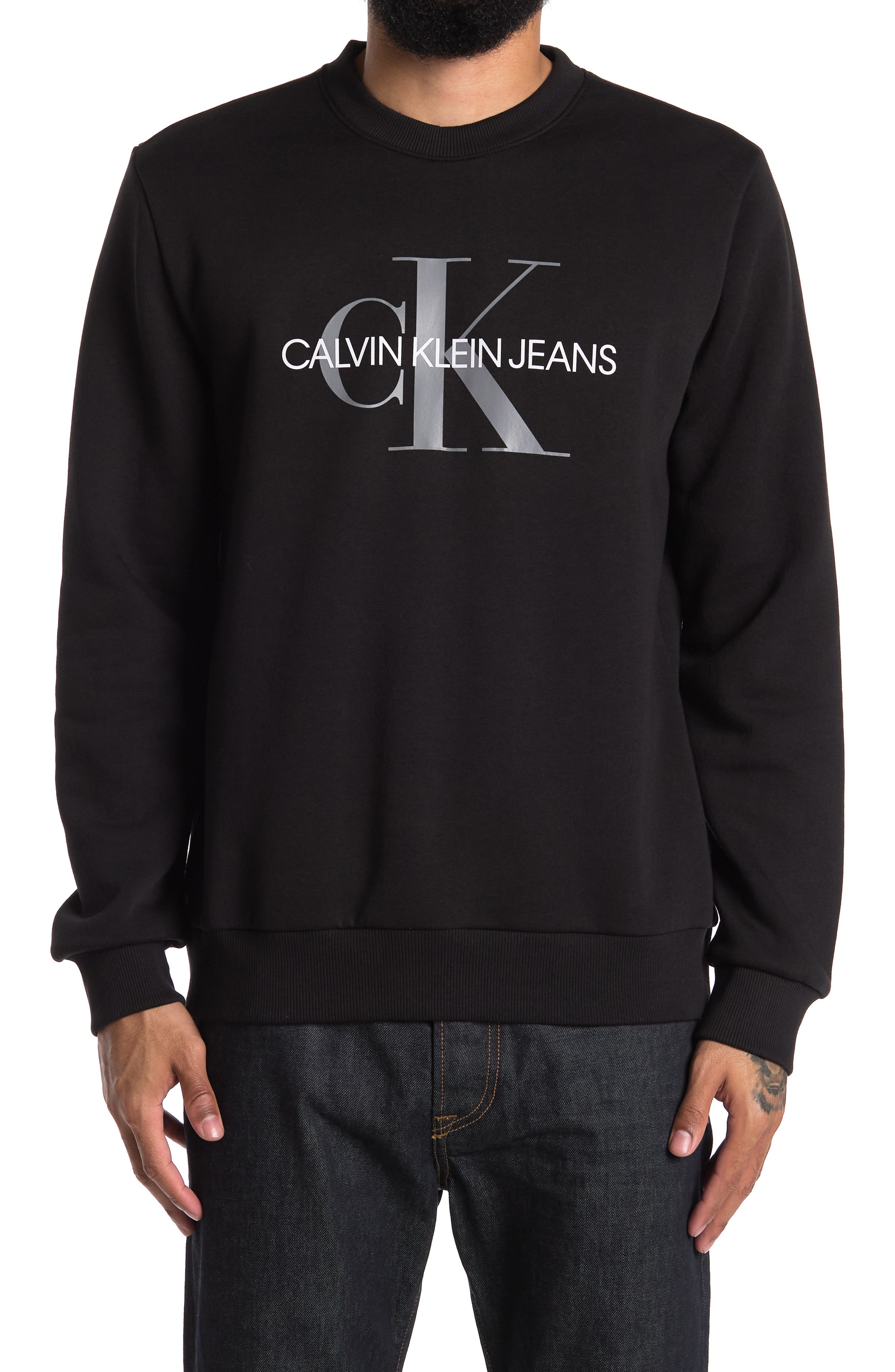Calvin Klein Long Sleeve Monogram Crew Fleece Sweater | Nordstromrack