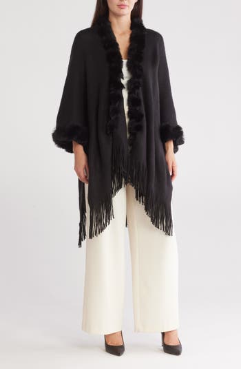 Vince Camuto Ruana with Faux Fur Trim | Nordstromrack