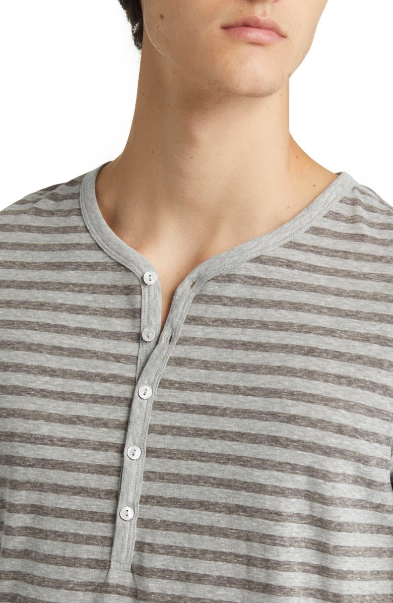 Daniel Buchler Heathered Stripe Recycled Cotton Blend Henley Pajama T ...