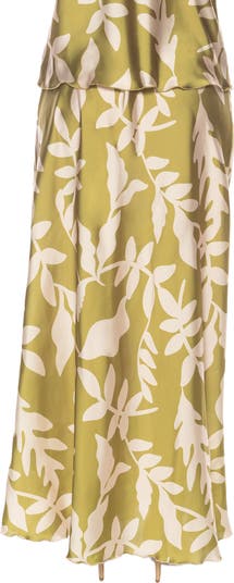TASH AND SOPHIE Frond Print Satin Maxi Skirt | Nordstromrack