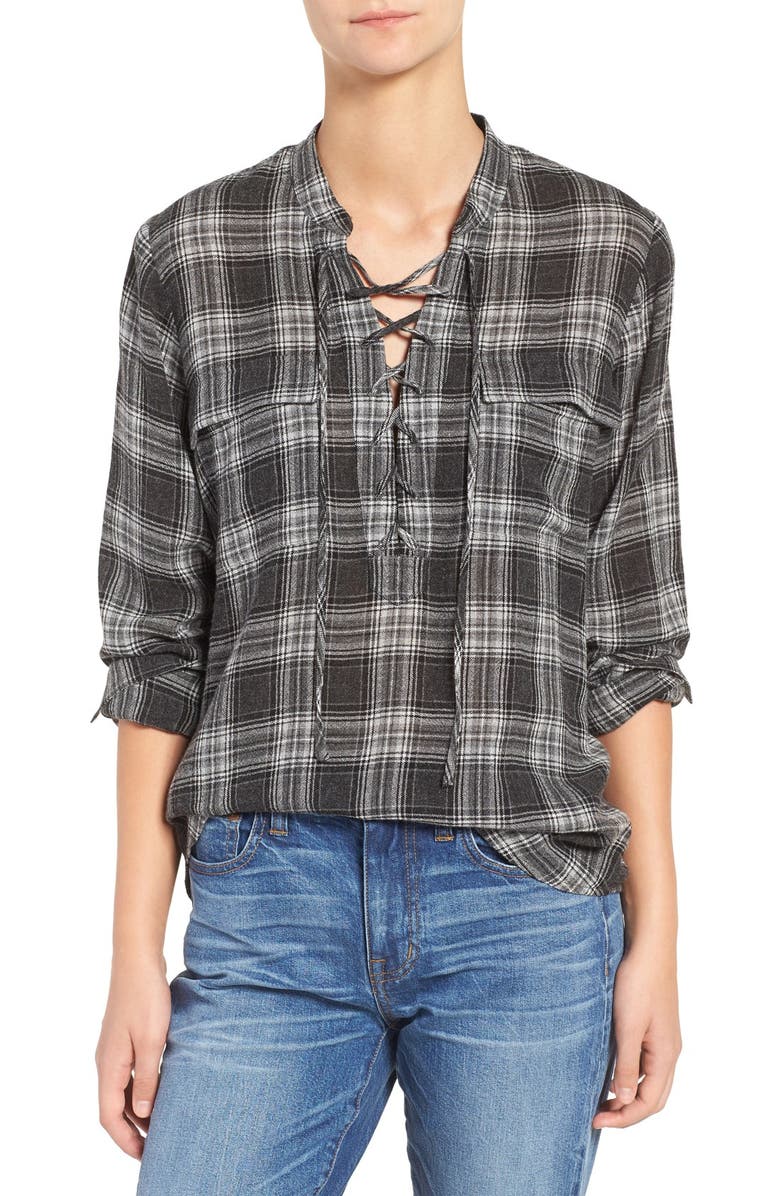 Madewell Lace-Up Plaid Shirt | Nordstrom
